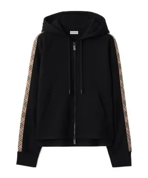 Burberry Zip-up Hoodie With Equestrian Knight Embroidery - Black