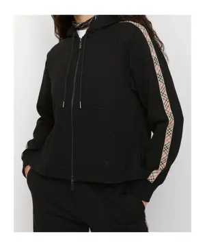 Burberry Zip-up Hoodie With Equestrian Knight Embroidery - Black