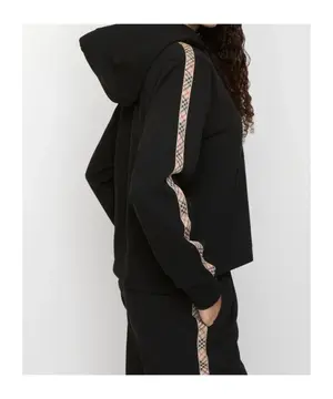 Burberry Zip-up Hoodie With Equestrian Knight Embroidery - Black