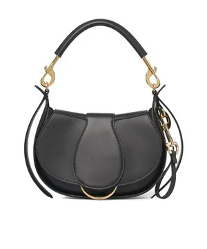 Chloé Chloe Foldover Top Shoulder Bag With Logo Detail Black