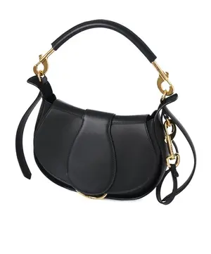 Chloé Foldover Top Shoulder Bag With Logo Detail - Black