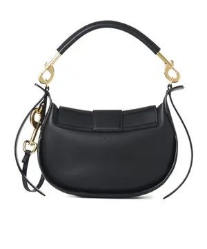 Chloé Foldover Top Shoulder Bag With Logo Detail - Black