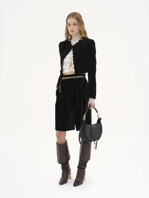 Chloé Foldover Top Shoulder Bag With Logo Detail - Black