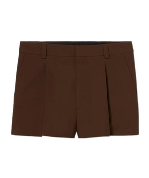 Gucci Pleated Shorts With Embossed Logo - Dark Brown