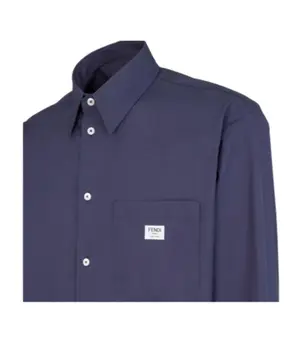 Fendi Buttoned Long-sleeved Shirt - Dark Blue
