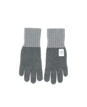 Thom Browne Knitted Gloves With Rwb Stripes - Gray