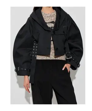GANNI Logo Plaque Cropped Jacket - Black