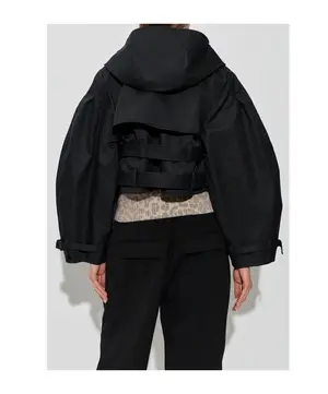 GANNI Logo Plaque Cropped Jacket - Black