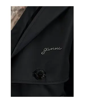 GANNI Logo Plaque Cropped Jacket - Black