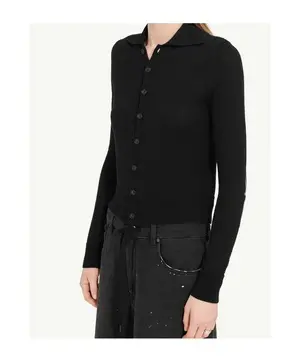 MAISON MARGIELA Knitted Cardigan With Classic Collar And Leather Elbow Patches