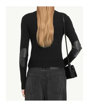 MAISON MARGIELA Knitted Cardigan With Classic Collar And Leather Elbow Patches