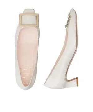 ROGER VIVIER Square Toe Pumps With Metal Buckle And Block Heel