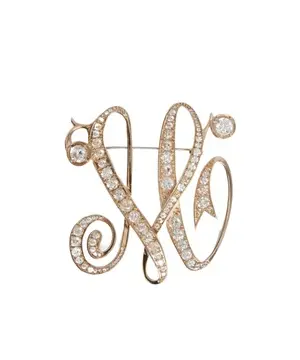 Max Mara Embellished Letter Brooch - Ivory