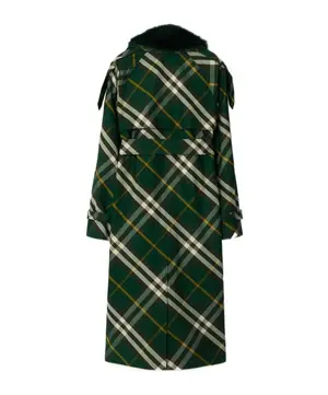 Burberry Checked Double-breasted Belted Trench Coat - Black