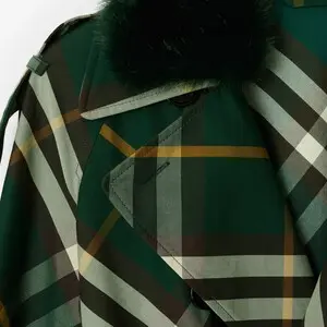 Burberry Checked Double-breasted Belted Trench Coat - Black