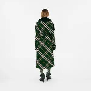 Burberry Checked Double-breasted Belted Trench Coat - Black