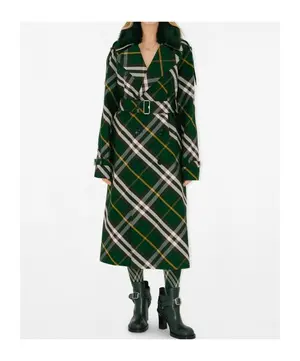 Burberry Checked Double-breasted Belted Trench Coat
