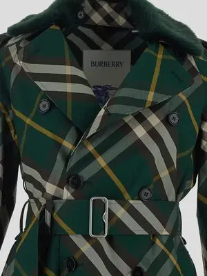 Burberry Checked Double-breasted Belted Trench Coat