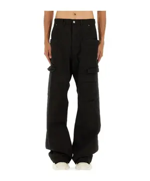 Rick Owens Stefan Wide Leg Cargo Pants - Black