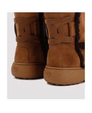 TOD'S Kate Logo Patch Ankle Boots - Brown