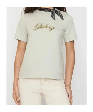 Burberry Embroidered Checked Logo Crewneck T-shirt - Haimolv