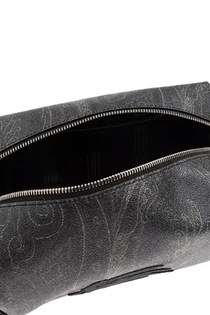 Etro Paisley Printed Pegaso Embroidered Wash Bag - Black