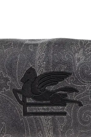 Etro Paisley Printed Pegaso Embroidered Wash Bag - Black