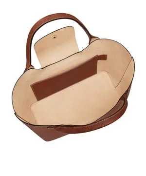 Longchamp Grained Leather Shoulder Bag With Flap - Brown