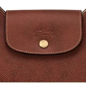 Longchamp Grained Leather Shoulder Bag With Flap - Brown