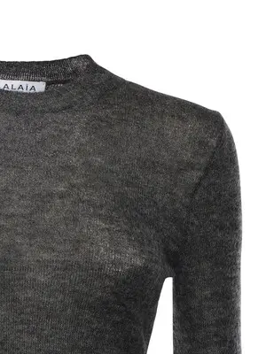 Alaïa Ruffled Cuff Knitted Jumper - Black