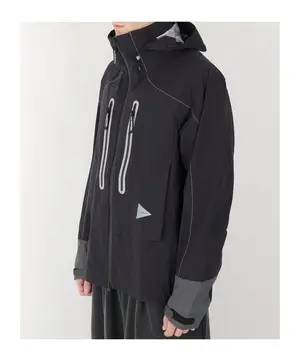 AND WANDER Hooded Zip-up Jacket - Black