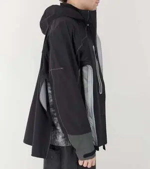 AND WANDER Hooded Zip-up Jacket - Black