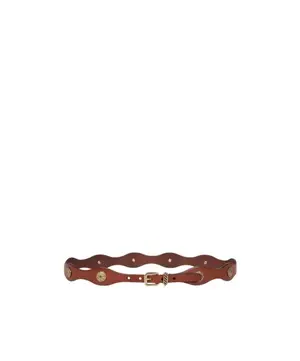 Etro Jewel Studs Skinny Leather Belt - Red