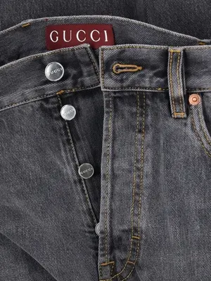 Gucci Wide Leg Denim Trousers - Dark Gray