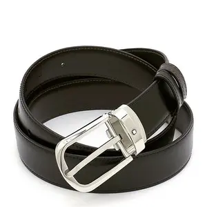 Montblanc Logo Patch Buckled Reversible Belt - Black