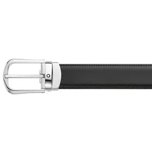 Montblanc Logo Patch Buckled Reversible Belt - Black