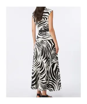 Max Mara Sleeveless Zebra Print Maxi Shirt Dress - Black