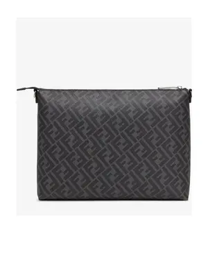 Fendi Ff Patterned Messenger Bag With Adjustable Shoulder Strap - Gray