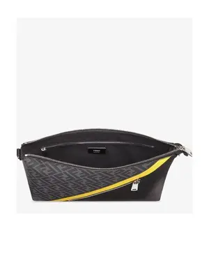 Fendi Ff Patterned Messenger Bag With Adjustable Shoulder Strap - Gray
