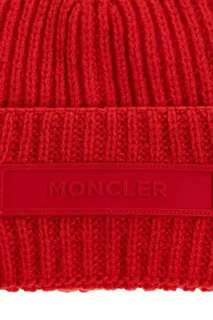 Moncler Logo Patch Ribbed Beanie