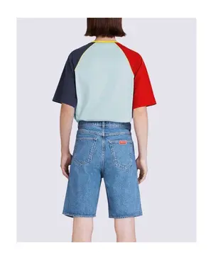 Kenzo Himawari Logo Detailed Denim Shorts