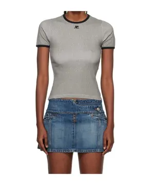 COURREGES Signature Contrast T-shirt - Black