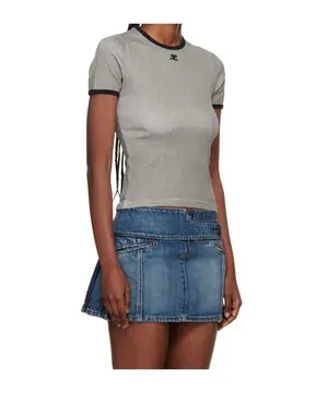 COURREGES Signature Contrast T-shirt - Black