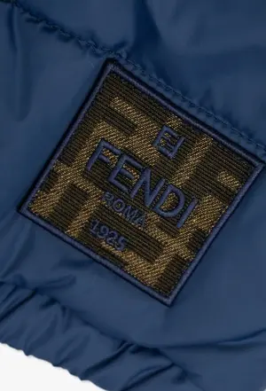 Fendi Logo-plaque Quilted Jacket - Navy