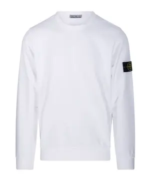 Stone Island Crewneck Sweatshirt With Compass Patch - White