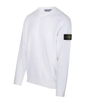 Stone Island Crewneck Sweatshirt With Compass Patch - White