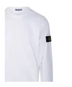 Stone Island Crewneck Sweatshirt With Compass Patch - White