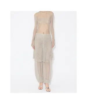 Alaïa Mesh Knit High Neck Long Sleeve Knee Length Dress