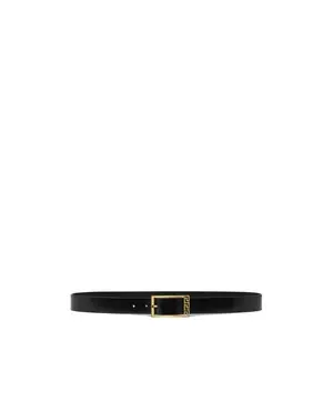Versace Greca Buckle Leather Belt - Black