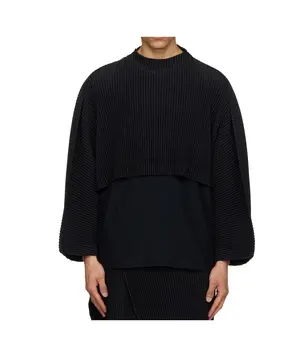 Issey Miyake Homme Plissé Pleated Cropped T-shirt - Black